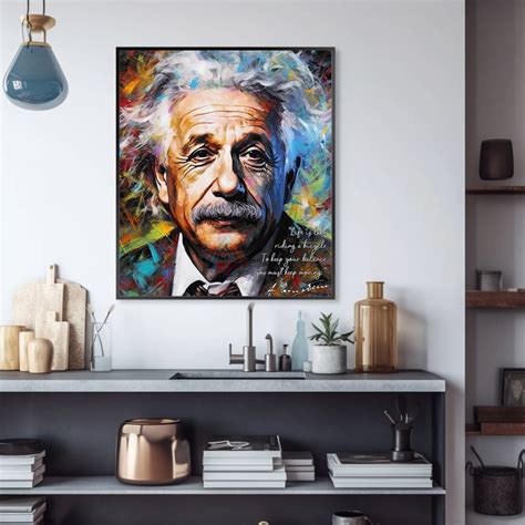 Albert Einstein Famous Quotes Original Signature Inspirational Wall Art