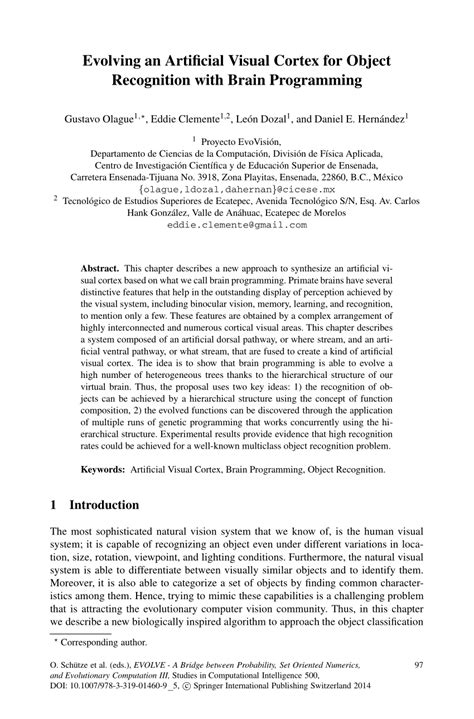 pdf evolving an artificial visual cortex for object recognition with