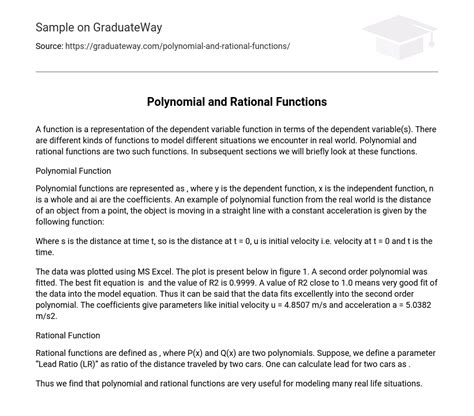 ⇉polynomial And Rational Functions Essay Example Graduateway