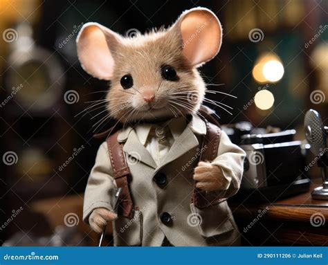Mouse Journalist With Canon Eos R Camera Stock Illustration