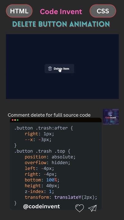 Create Delete Button Animation Using Html Css Coding Webdevelopment