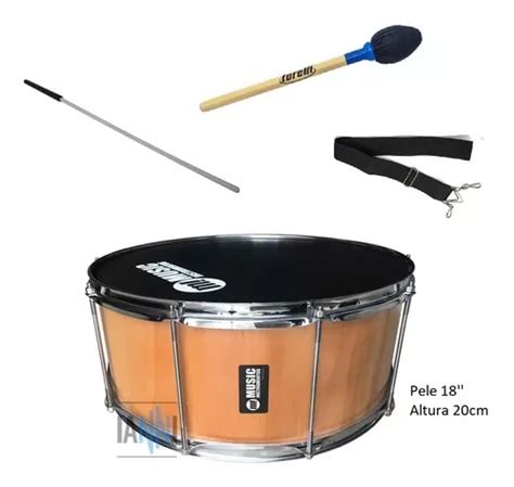 Zabumba Forró 20x18 Aro Cromado Pele Em Napa Com Baqueta Parcelamento Sem Juros