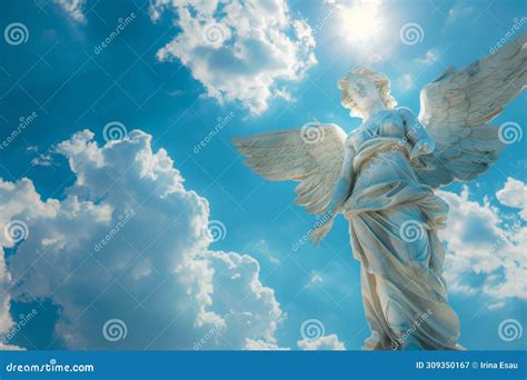Angel Statue With Wings Cloudy Sky Stock Image Image Of Classic Heavenly 309350167