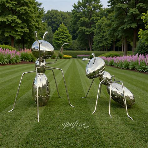 Big Polished Metal Ant Sculpture For Lawn Decor