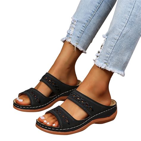 Dakaela Orthopedic Wedge Sandals For Women Summer Dressy 2025 Platform Slip On Shoes Beach
