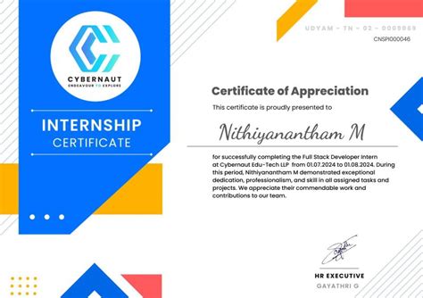 Nithiyanantham M On Linkedin Cybernaut Fullstackdeveloper Internshipcompletion Nextjs