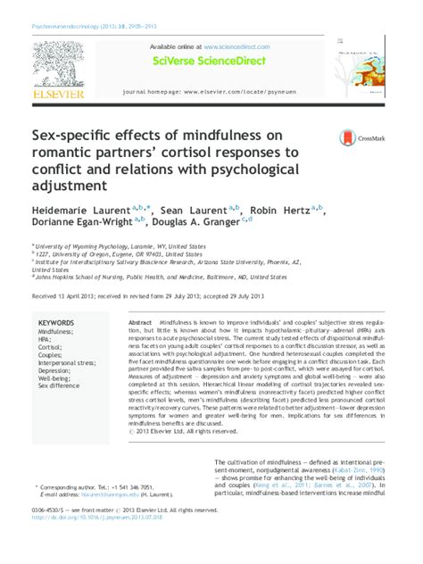 Pdf Sex Specific Effects Of Mindfulness On Romantic Partners