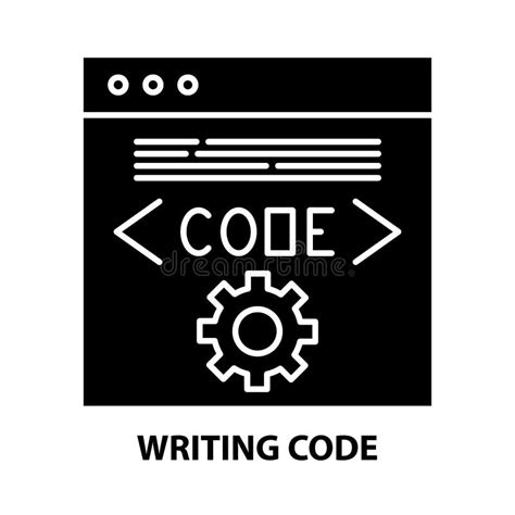 Writing Code Icon Black Vector Sign With Editable Strokes Concept