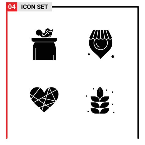 Set Of 4 Commercial Solid Glyphs Pack For Weight Love Scales Shop