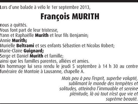 François Murith Hommages