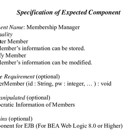 Template For The Specification Of Expected Component Download