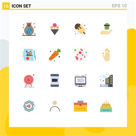 User Interface Pack Of 16 Basic Flat Colors Of Document Ecommerce Dessert Present T Editable