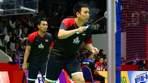 Foto Ahsan Hendra Lolos Ke 16 Besar Hylo Open 2021 Usai Lumat Ganda Jepang