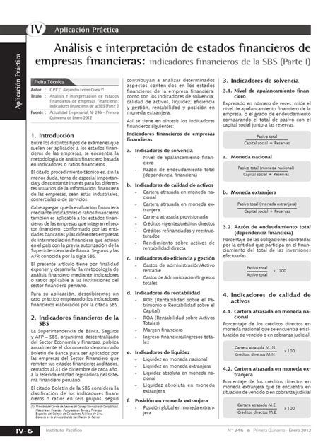 Analisis E Interpretacion De Los Eeff De Empresas Financieras Parte I
