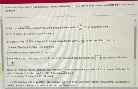 Solved A Variable Of A Population Has Mean μ And Standard