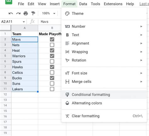 Google Sheets Conditional Formatting Based On Checkbox