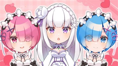 Rem Emilia And Ram Re Zero Kara Hajimeru Isekai Seikatsu Drawn By