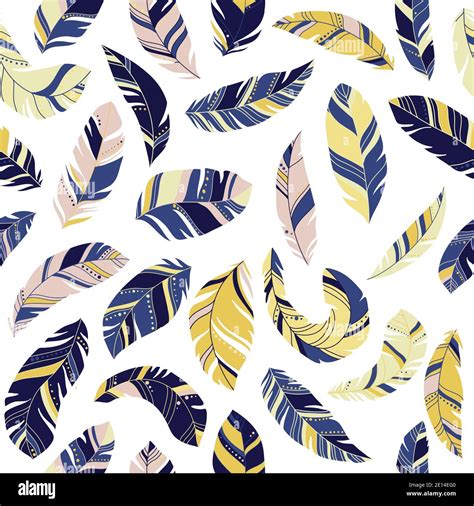 bright colorful feathers seamless pattern ethnic boho texture in