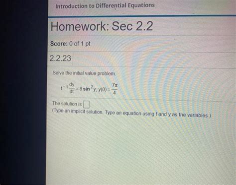 solved introduction to differential equations homework sec