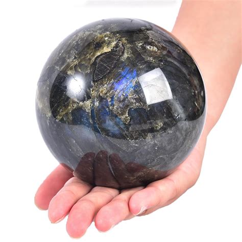 Mogemt Large Labradorite Crystal Ball With Stand Natural