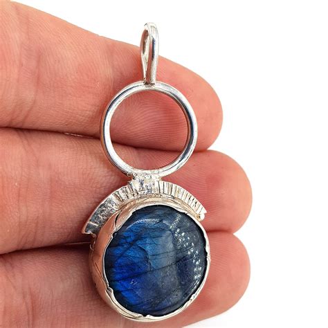 Labradorit Kolye Ucu Gümüş Sarkaç Adam