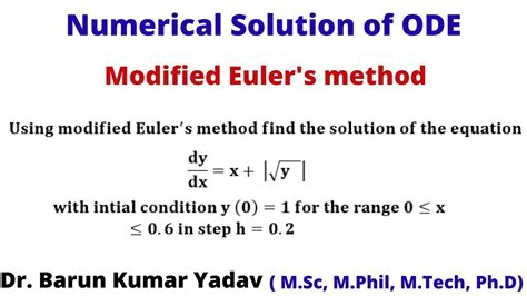 Modified Euler S Method Numerical Solution Of ODE Part Barunmaths ModifiedEulersmethod