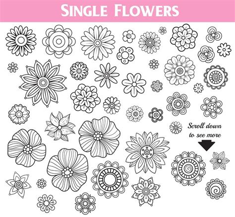 Floral Doodles Collection A Decorative Illustration By Elinorka