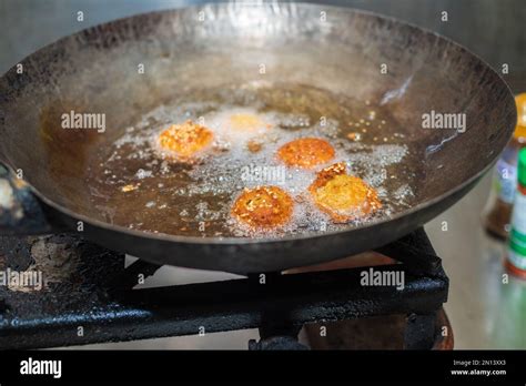 Deep Frying Falafel Balls In A Wok Hot Cooking Oils Bubbling And