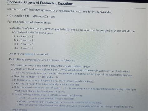 Solved Option Graphs Of Parametric Equations For This Chegg