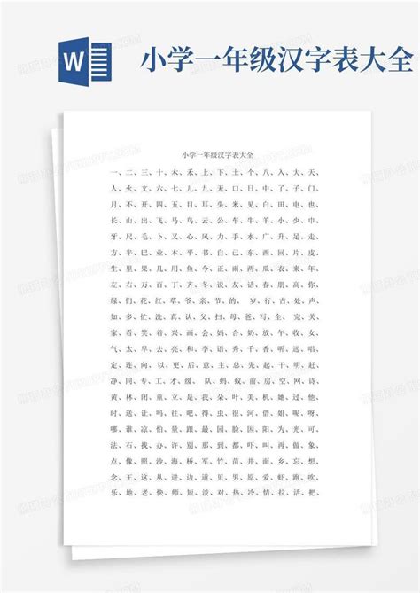 小学一年级汉字表大全word模板下载 编号qjxbopre 熊猫办公