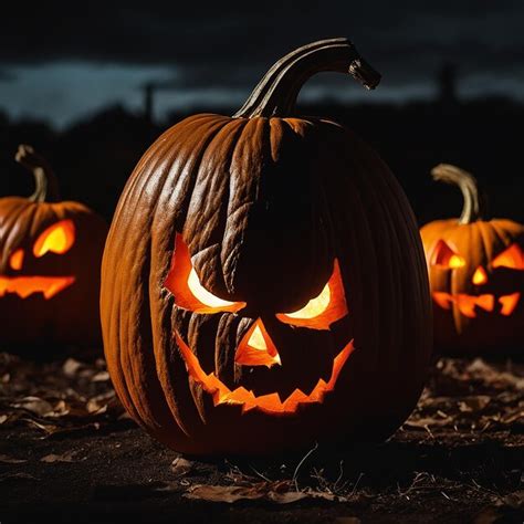 Premium Ai Image 8k Resolution Epic And Majestic A Ghost Is Carving A Creepy Face On A Pumpkin