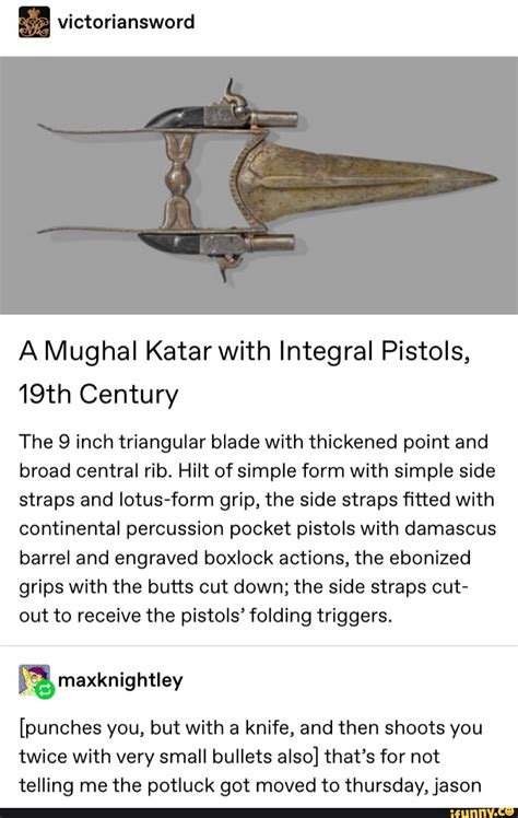 Victoriansword A Mughal Katar With Integral Pistols 19th Century The 9 Inch Triangular Blade