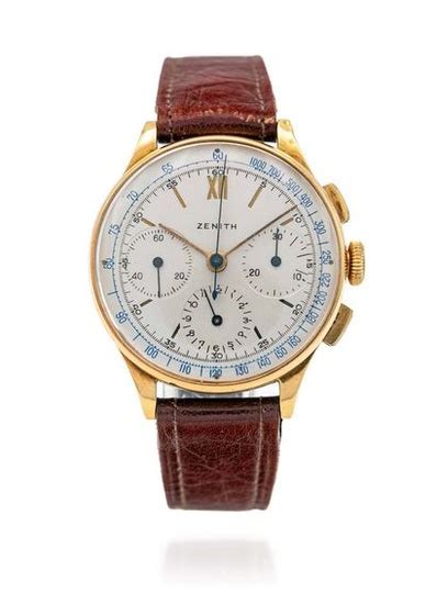 Zenith Gold Tricompass Chronograph Watch 355 Mm 1950s 750000