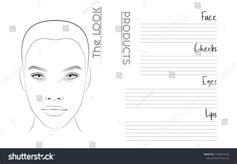 Makeup Artist Face Chart Blank Template เวกเตอร์สต็อก ปลอดค่า