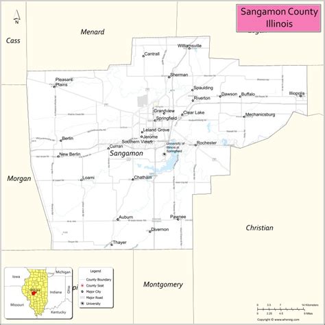 Sangamon County Map Illinois Where Is Located Cities Population