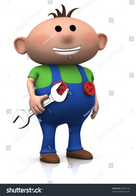 Cartoon Boy Spanner 3d Renderingillustration Stock Illustration