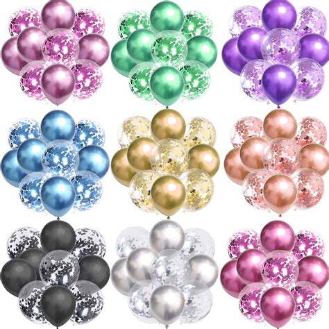 Balões De Látex Metálico De 10 12 Polegadas Fonte De Festa Colorida De Confete Globo Cromados
