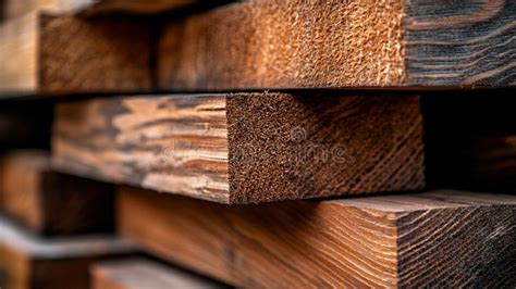 A Stack Of Wooden Planks Stacked On Top Of Each Other Stock Image