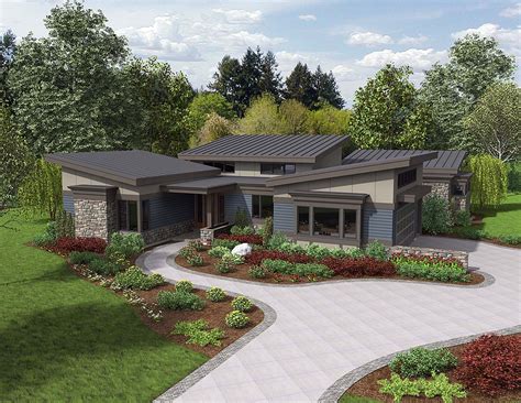One Story Modern House Plan With 3 Bedrooms