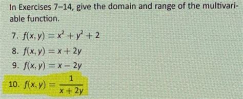 Solved In Exercises 7−14 Give The Domain And Range Of The