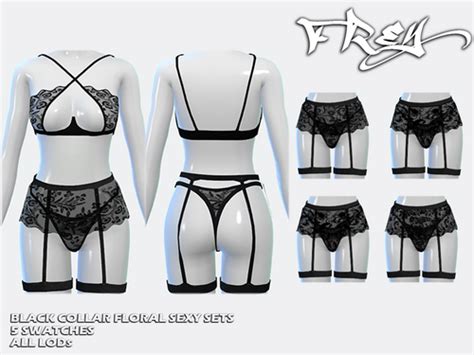 Frblack Collar Floral Sexy Sets Bottom Clothing Loverslab
