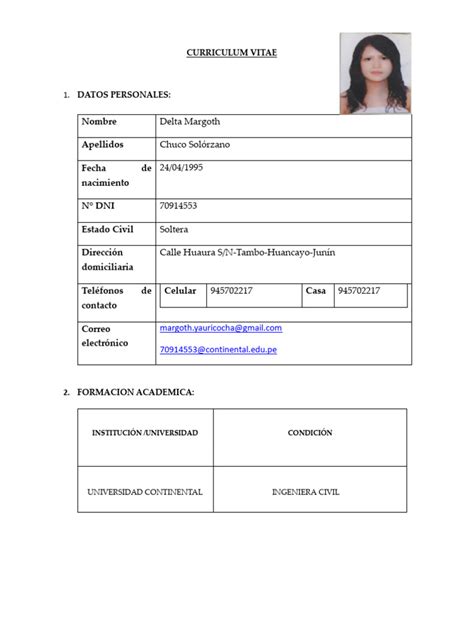 Cv Chuco Solorzano Delta Margoth Pdf Presupuesto Business