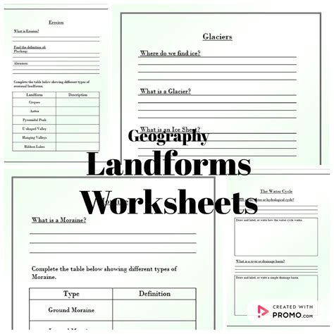 Ks3 Geography Landforms Worksheets Glaciers Erosion Moraine And More