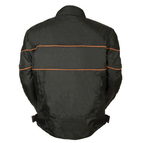 Mens Scooter Style Textile Jacket W Orange Stripes Highwayleather