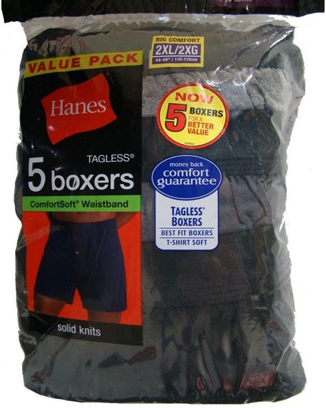 Hanes Mkcbx5b Mens Tagless Comfortsoft Knit Boxers
