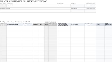 Modèle Excel DÉvaluation Des Risques De Soudage Ic Welding Risk