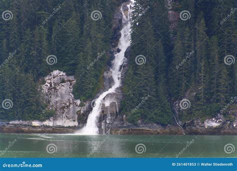 Alaska Waterfall In The Stephens Passage United States Stock Image