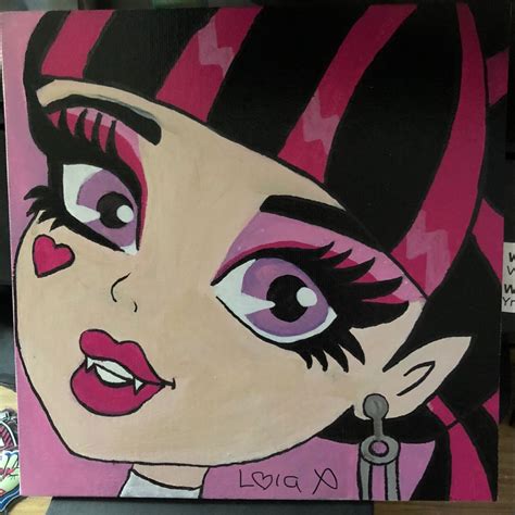 Lora X Acrylic Painting Draculaura Monster High Mini Canvas Art