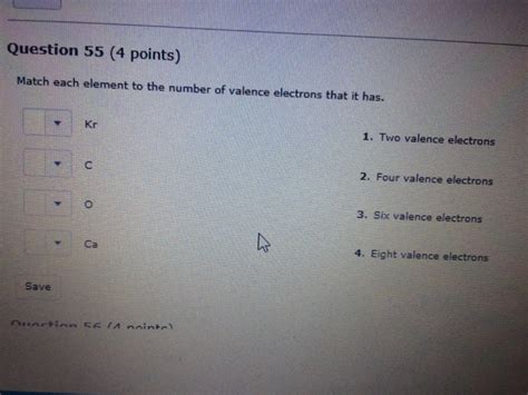 Solved Match Each Element To The Number Of Valence Electrons Chegg Com