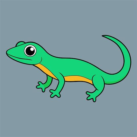 Premium Vector A Green Lizard With A Yellow And Orange Tail